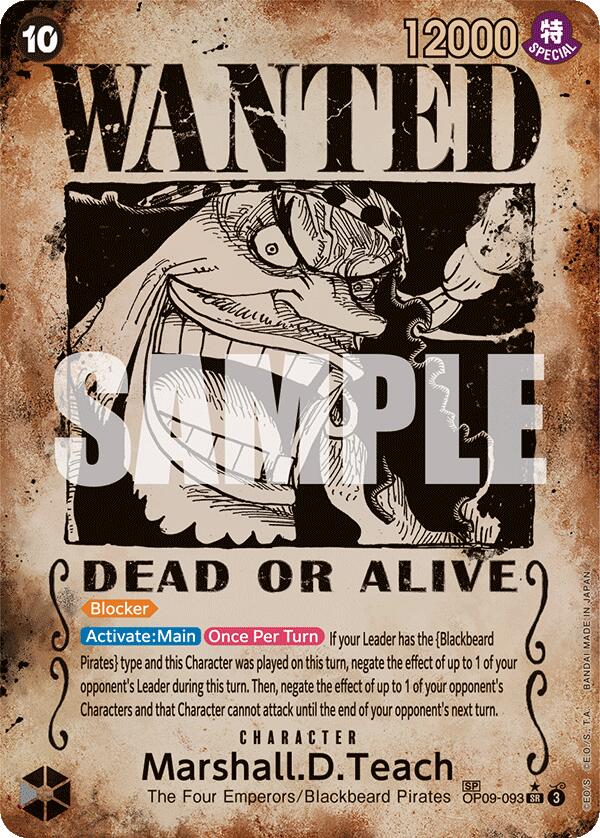 One Piece Card Game - Marshall.D.Teach (093) (Wanted Poster) - OP09-093 ...